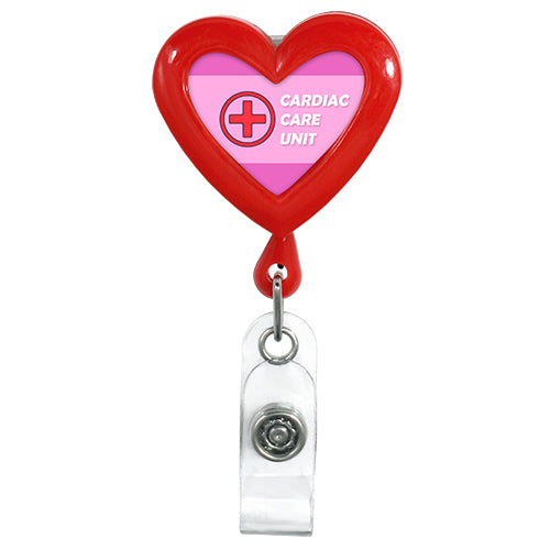 Heart Shaped Plastic Badge Reel - Red | logobarproducts