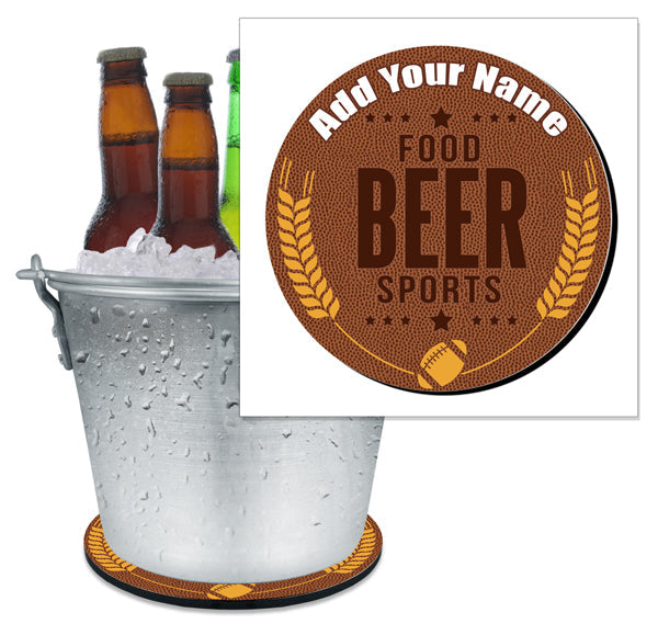 ADD YOUR NAME - Beer Bucket Coaster - Football | logobarproducts
