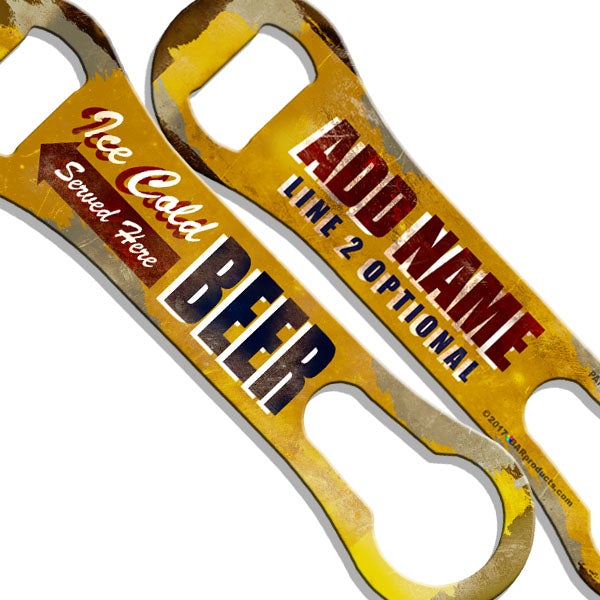 CUSTOMIZABLE V-Rod Bottle Opener - Vintage Ice Cold Beer | logobarproducts