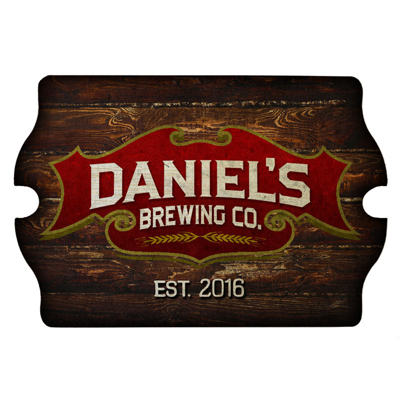 Custom Tavern Shaped Wood Bar Sign - Brewing Company | logobarproducts